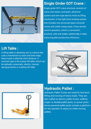 Vinayak engineering systems Pvt. Ltd The best crane manufactures in Pune | PDF