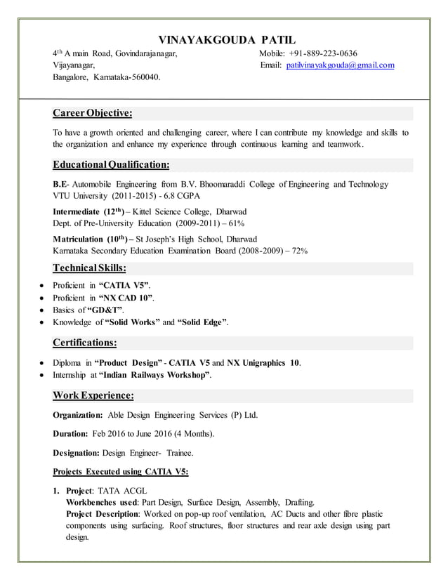 Vinayak resume | DOCX