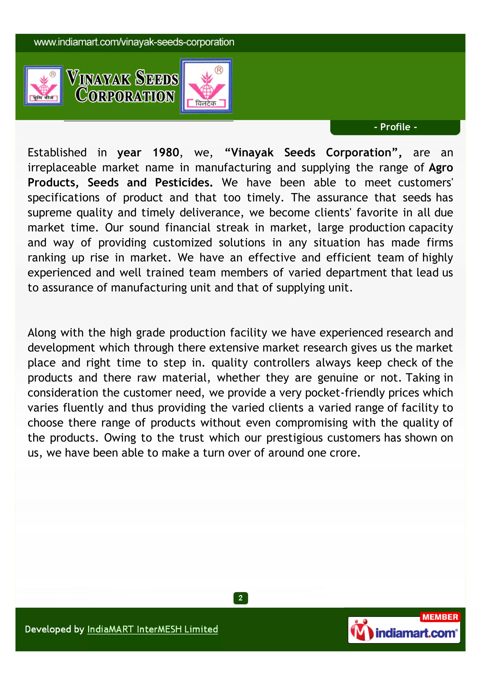 Vinayak Seeds Corporation, Ahmedabad, Castor Seeds | PDF