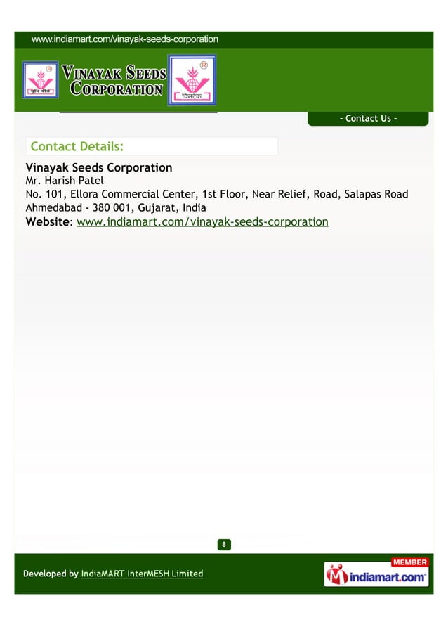 Vinayak Seeds Corporation, Ahmedabad, Castor Seeds | PDF