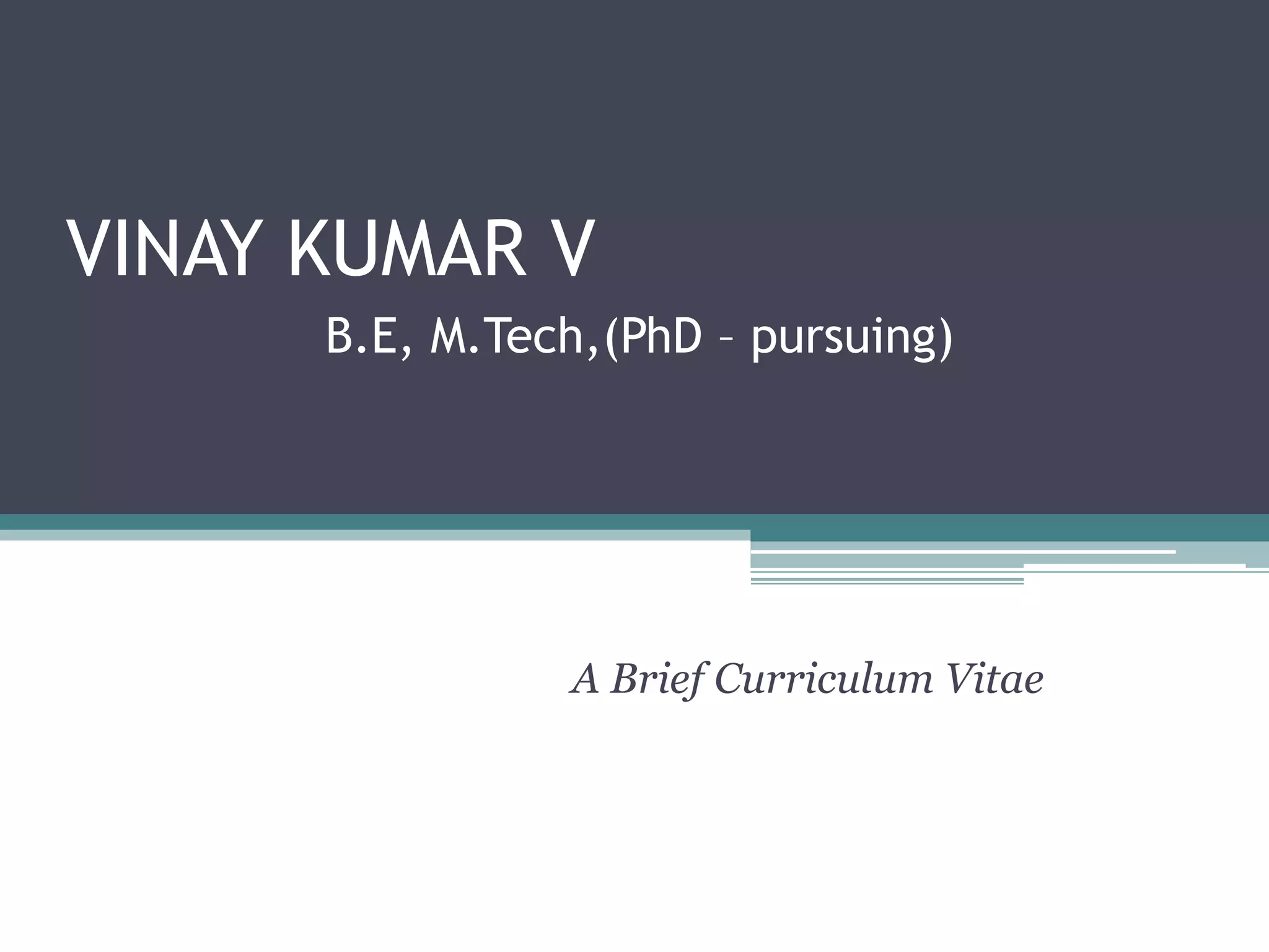 Vinay kumar V resume | PPTX | Programming Languages | Computing