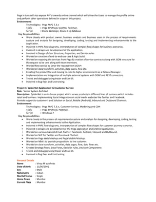 Vinay Vaishnav Resume | PDF