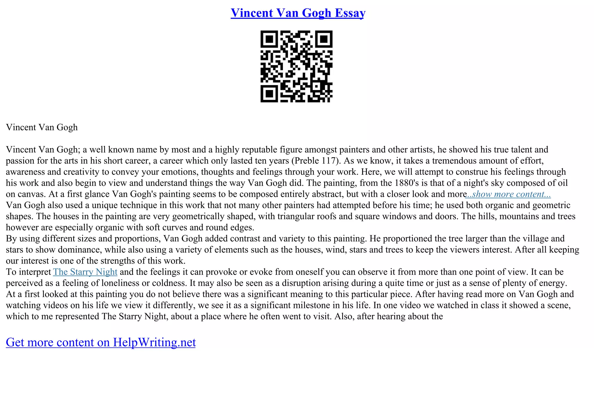 Vincent Van Gogh | PDF