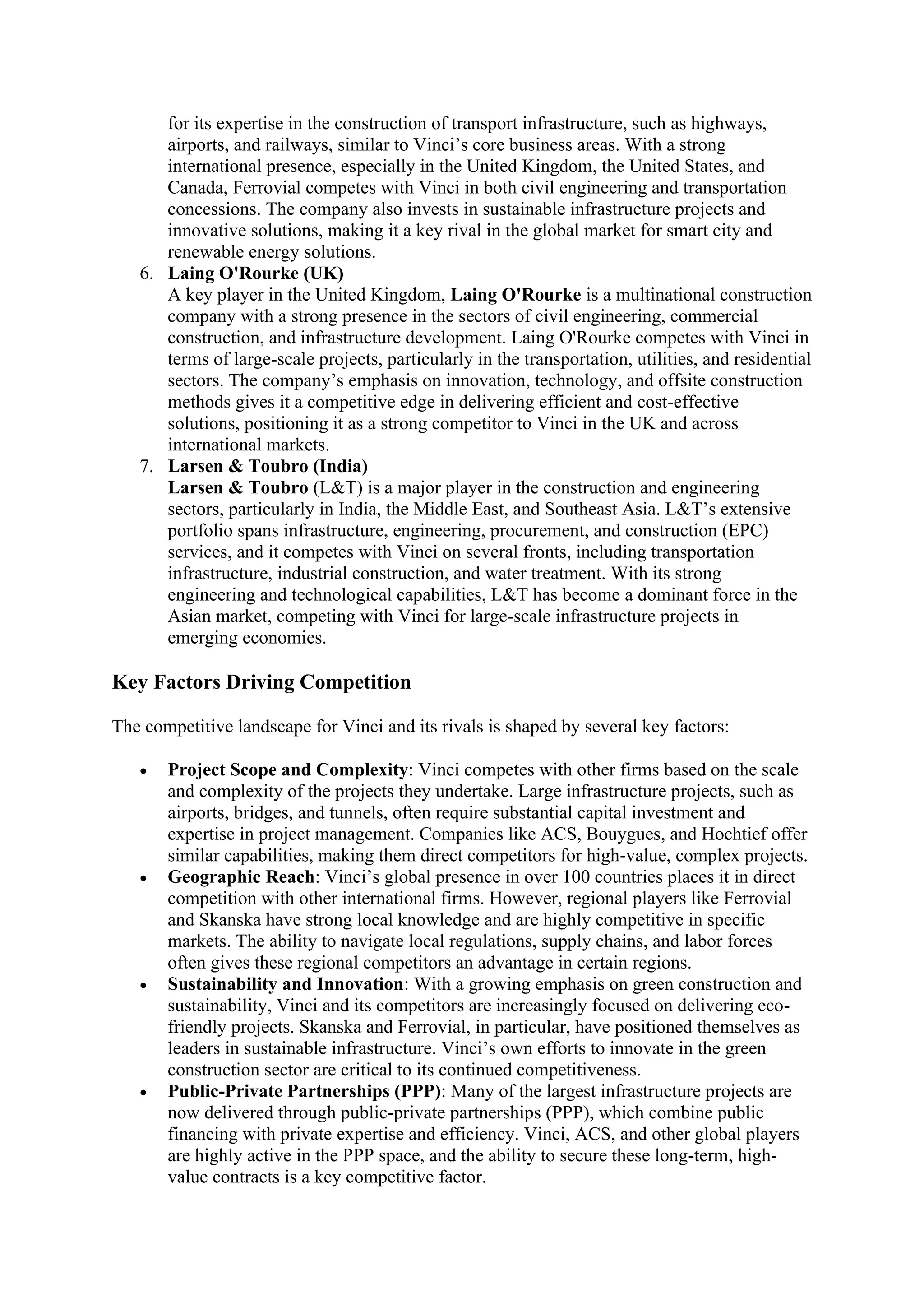 Vinci Competitors: Analyzing the Global Construction and Infrastructure Landscape | PDF