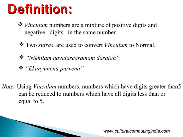 Vedic Mathematics- Vinculum Numbers | PPT
