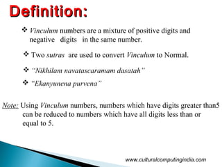 Vedic Mathematics- Vinculum Numbers | PPT