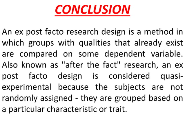ex post fact research - ppt | PPTX