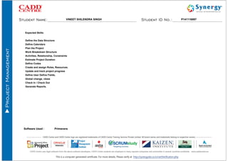 Certificate of Completion - Primavera Course | PDF