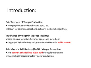 Vinegar Production :- Industrial method (Industrial Microbiology) | PPT