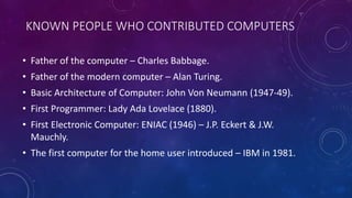 BASIC KNOWLEDGE ABOUT COMPUTERS by V | PPT