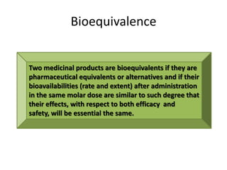 Parameters to evaluate Bioequivalence | PPTX