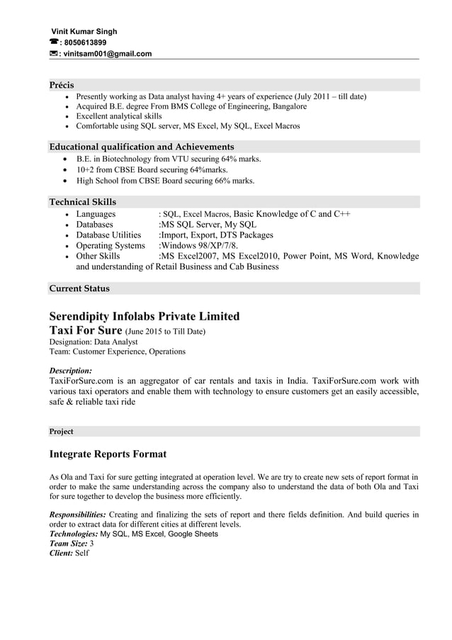 Vinit kumar singh_cv | PDF