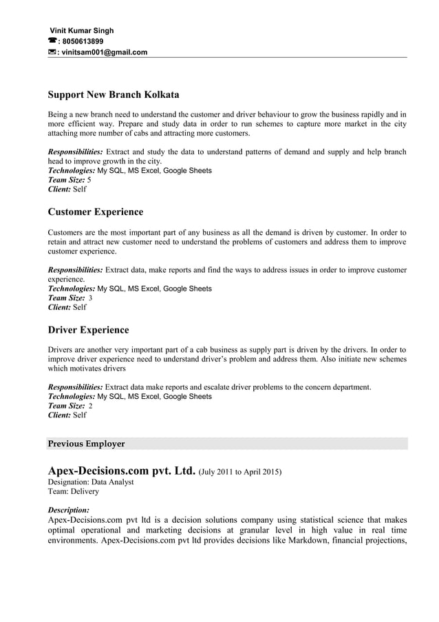 Vinit kumar singh_cv | PDF