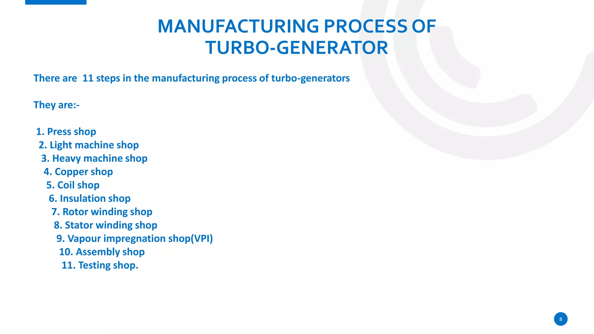 Manufacturing process of TURBO GENERATOR | PPTX