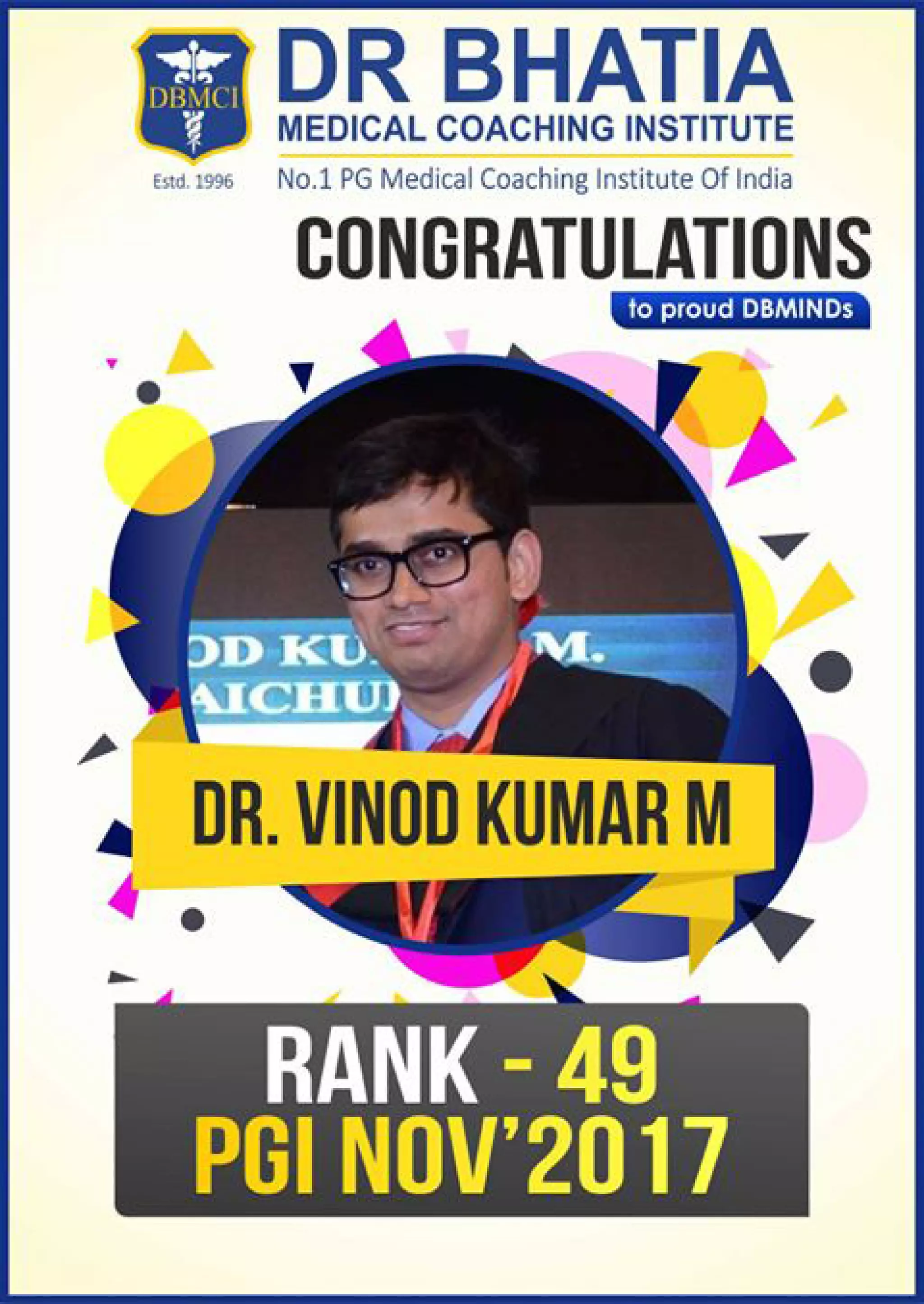 Dr Vinod Kumar M , RANK – 49 IN PGI NOV 2017 DBMCI | PDF