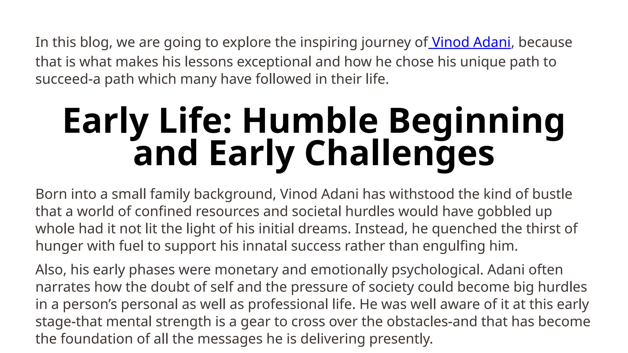 Vinod Adani Inspiring the Journey from Challenges to Success | PPTX