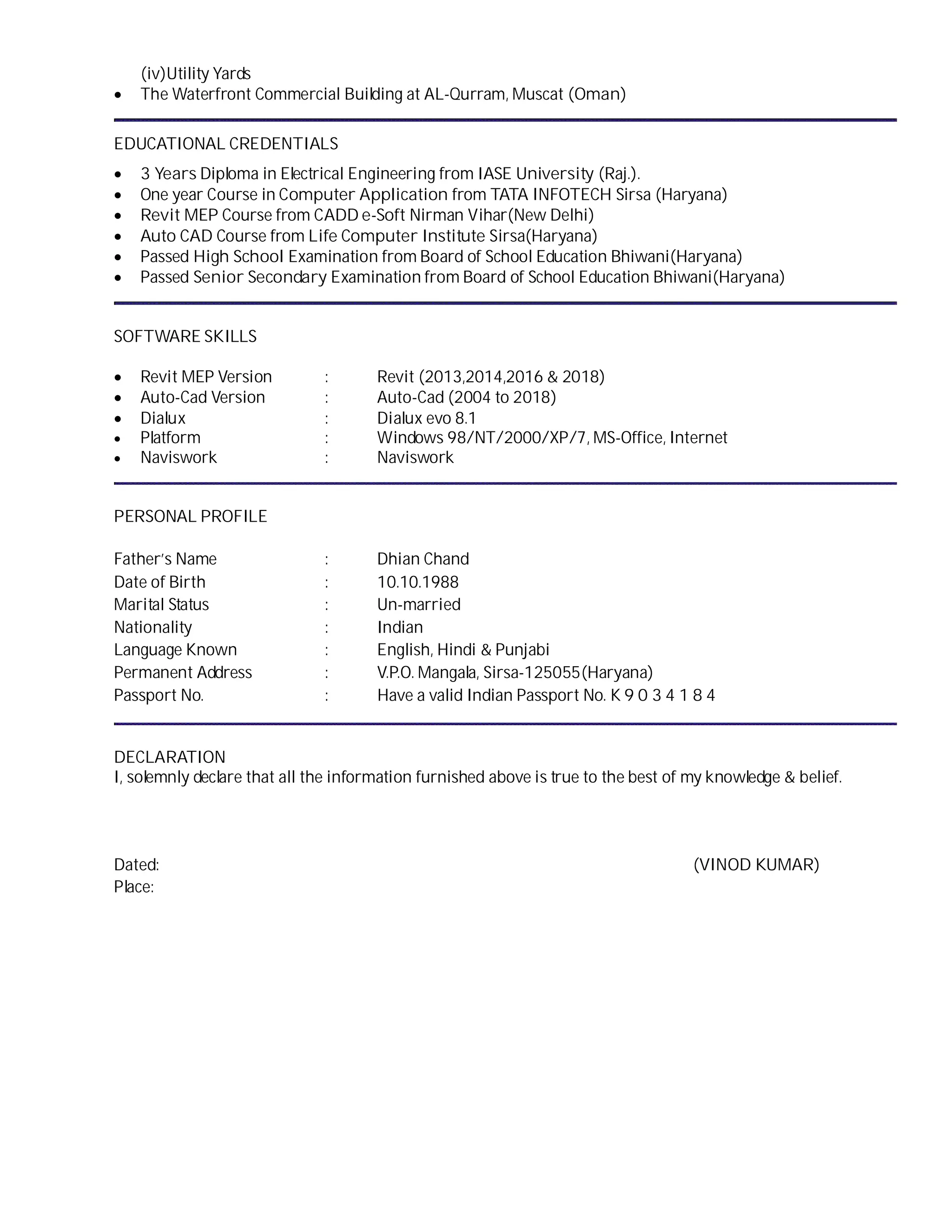 Vinod curriculum vitae | PDF