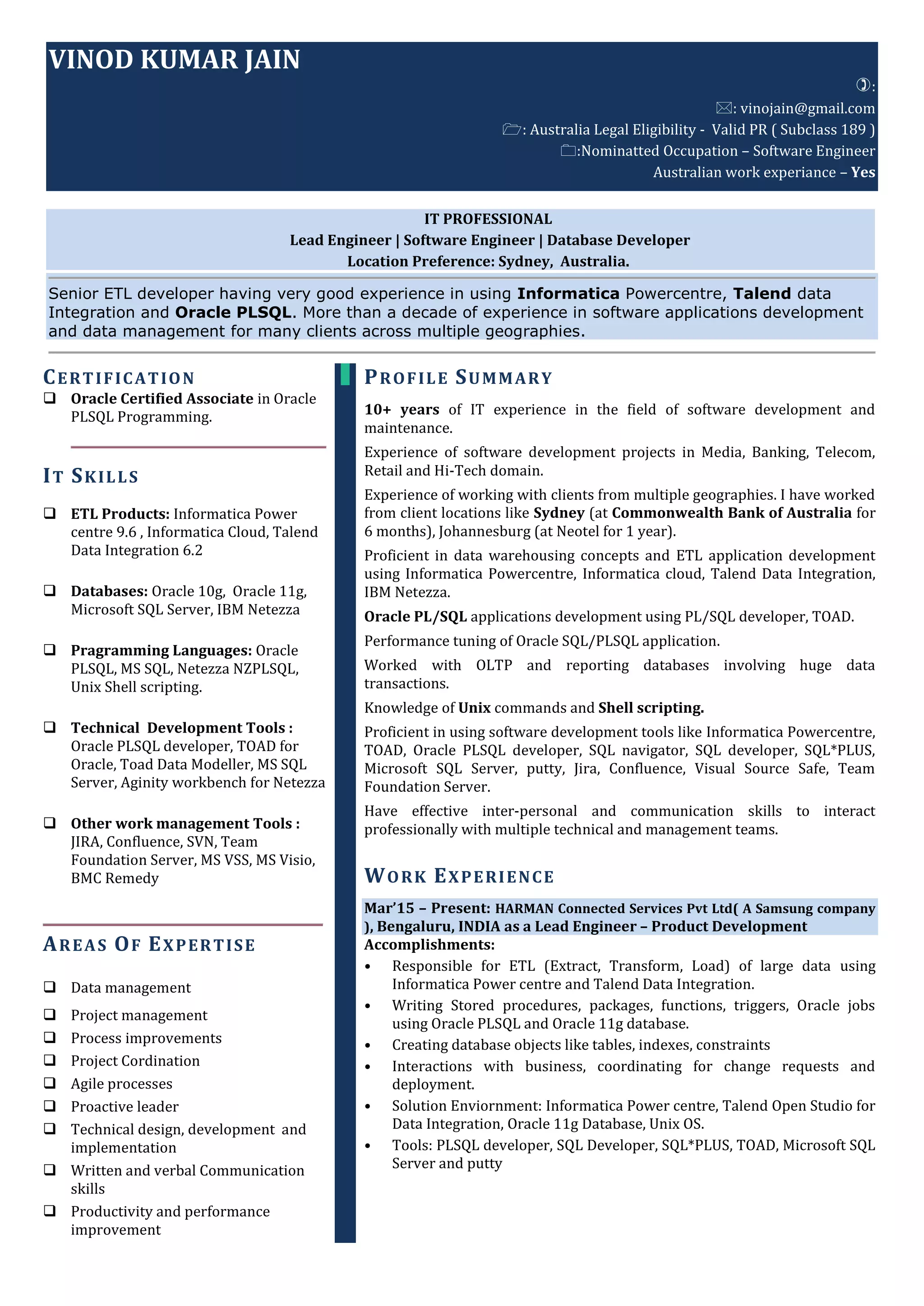 Vinod kumar jain resume | PDF