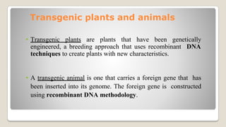 General transfer and transgenic technology in plant and animal | PDF