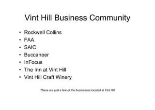 Vint Hill Presentation | PDF