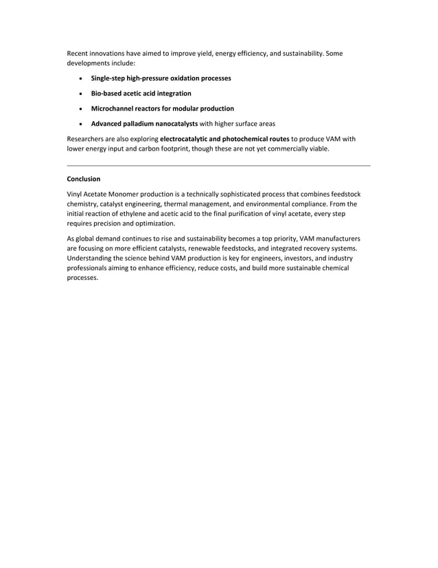 Vinyl Acetate Monomer Production Process Explained, From Ethylene to ...