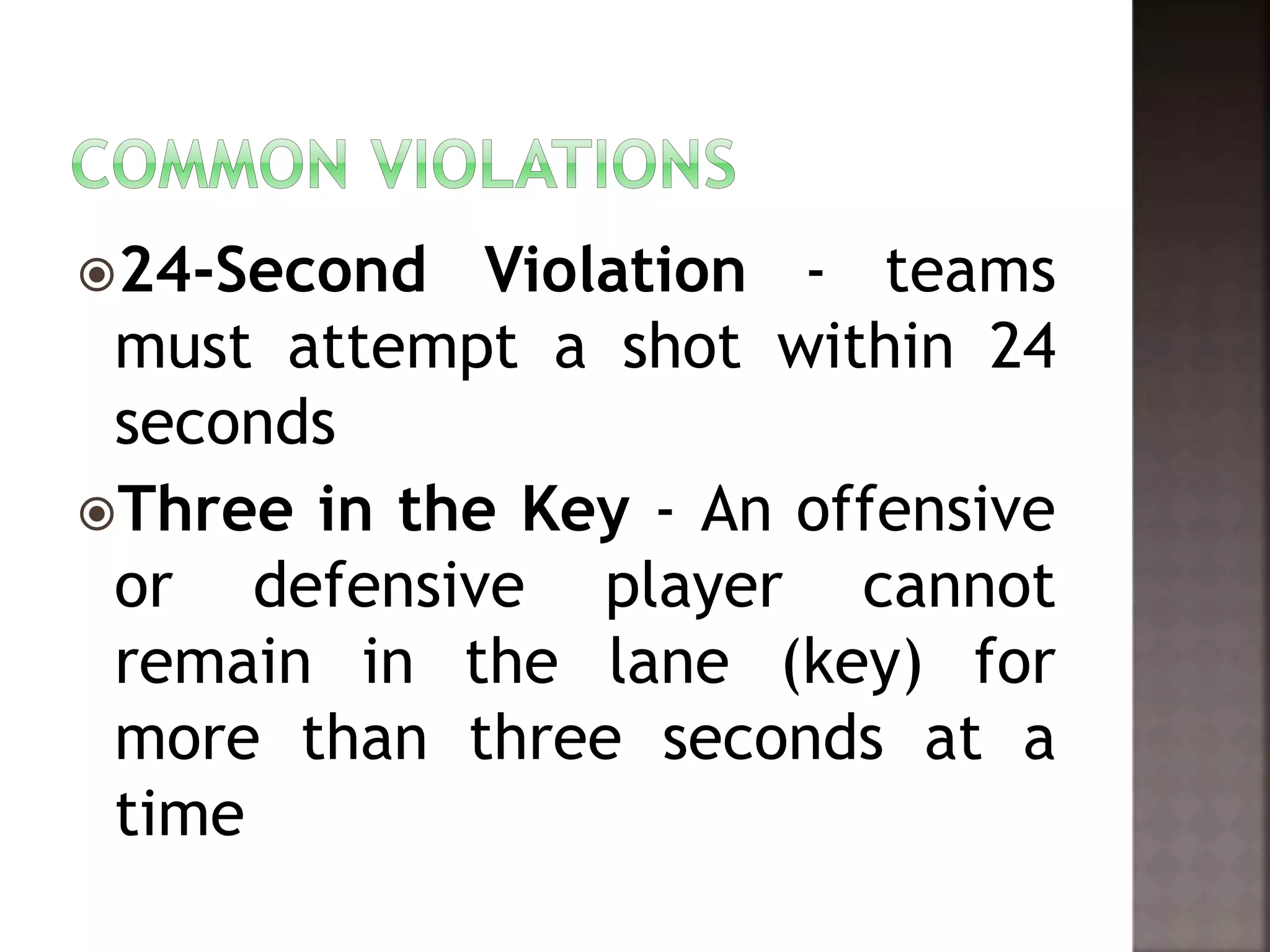 Violations and fouls in basketball | PPSX