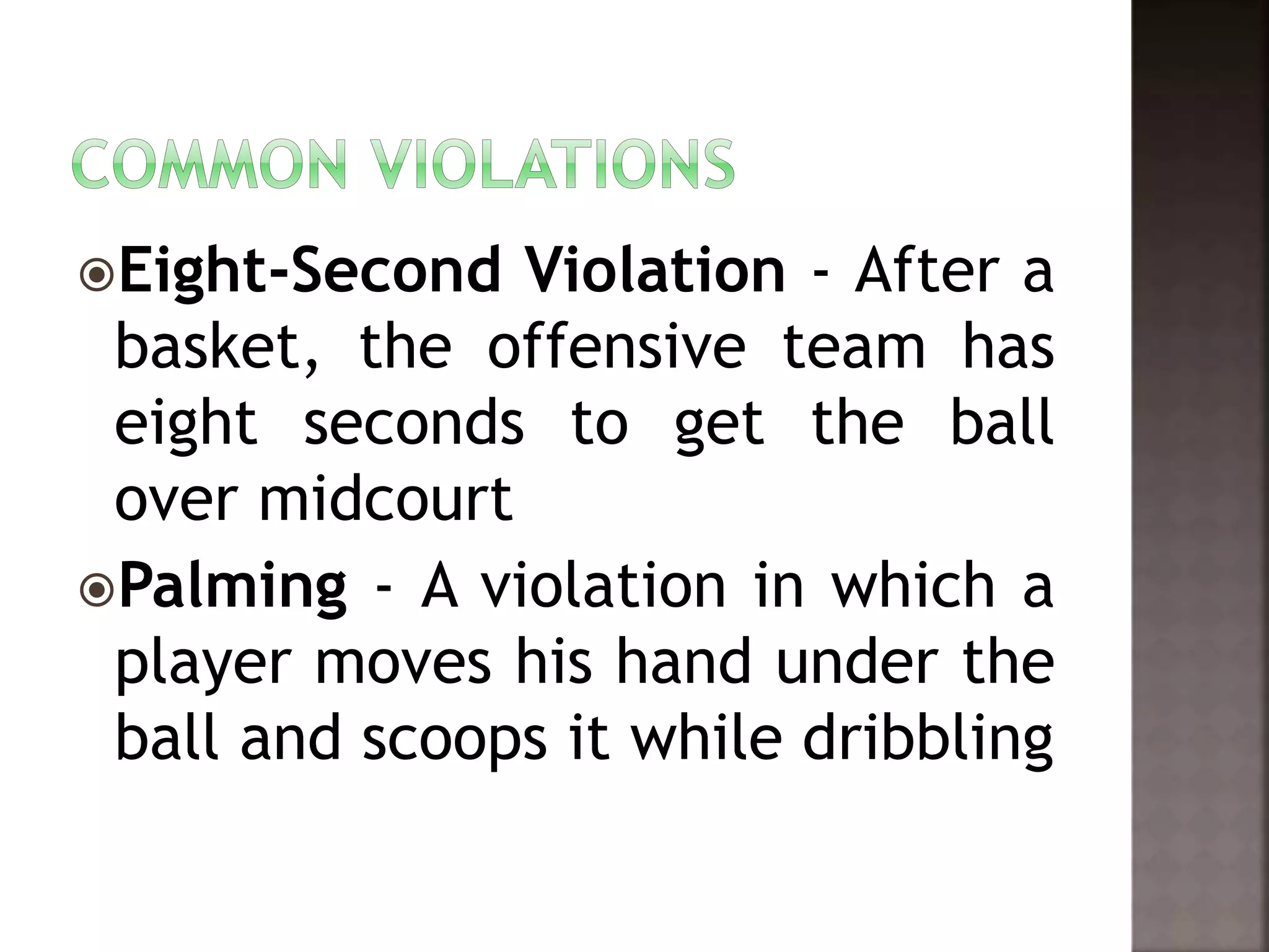Violations and fouls in basketball | PPSX