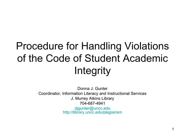 Violations Of Student Academic Integrity Code Procedure | PPT | College ...