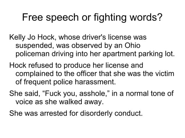 Fighting words, incitement, true threats and the First Amendment | PPT