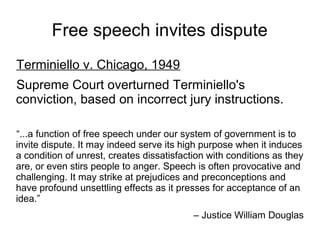 Fighting words, incitement, true threats and the First Amendment | PPT