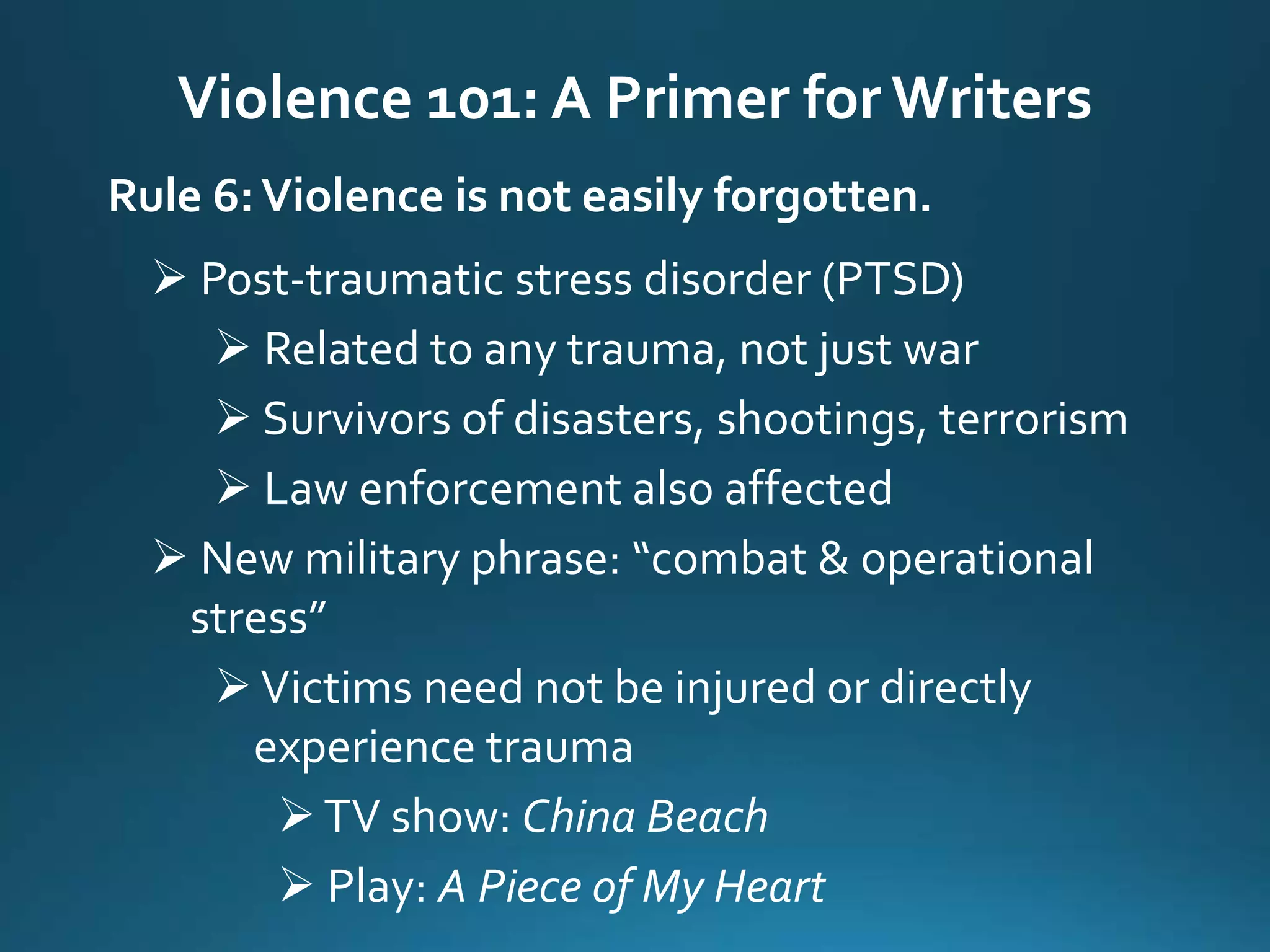 Violence 101: A Primer for Writers | PPT