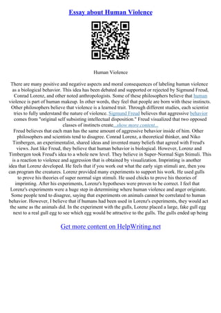 Violence Essays | PDF