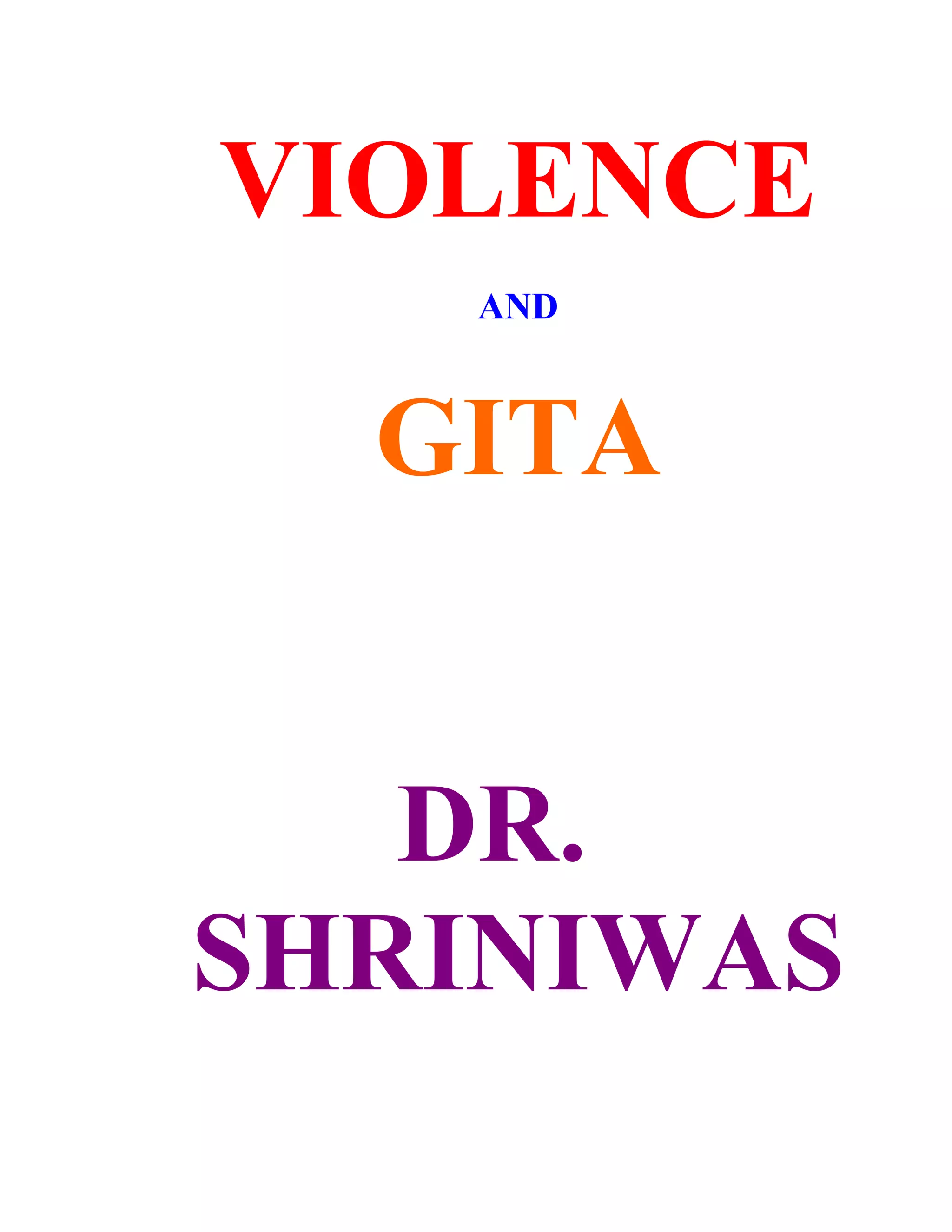 Violence & Gita Dr Shriniwas Janardan Kashalikar | PDF
