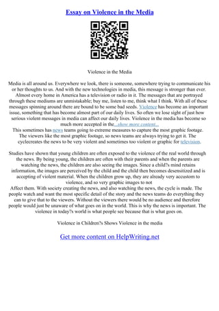 Violence In Media Essay | PDF