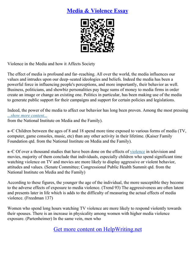 Violence In The Media Essays | PDF