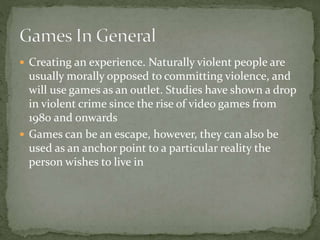 Violence In Video Games by Jamie Proudlock | PPTX