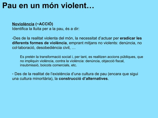 Violencia, conflicte, pau... | PPT