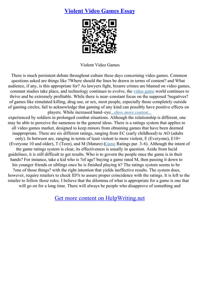 Violent Video Games Essay | PDF | Action Video Games | Video Game Genres