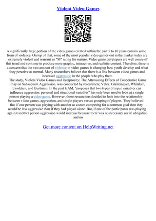 Violent Video Games Essay | PDF