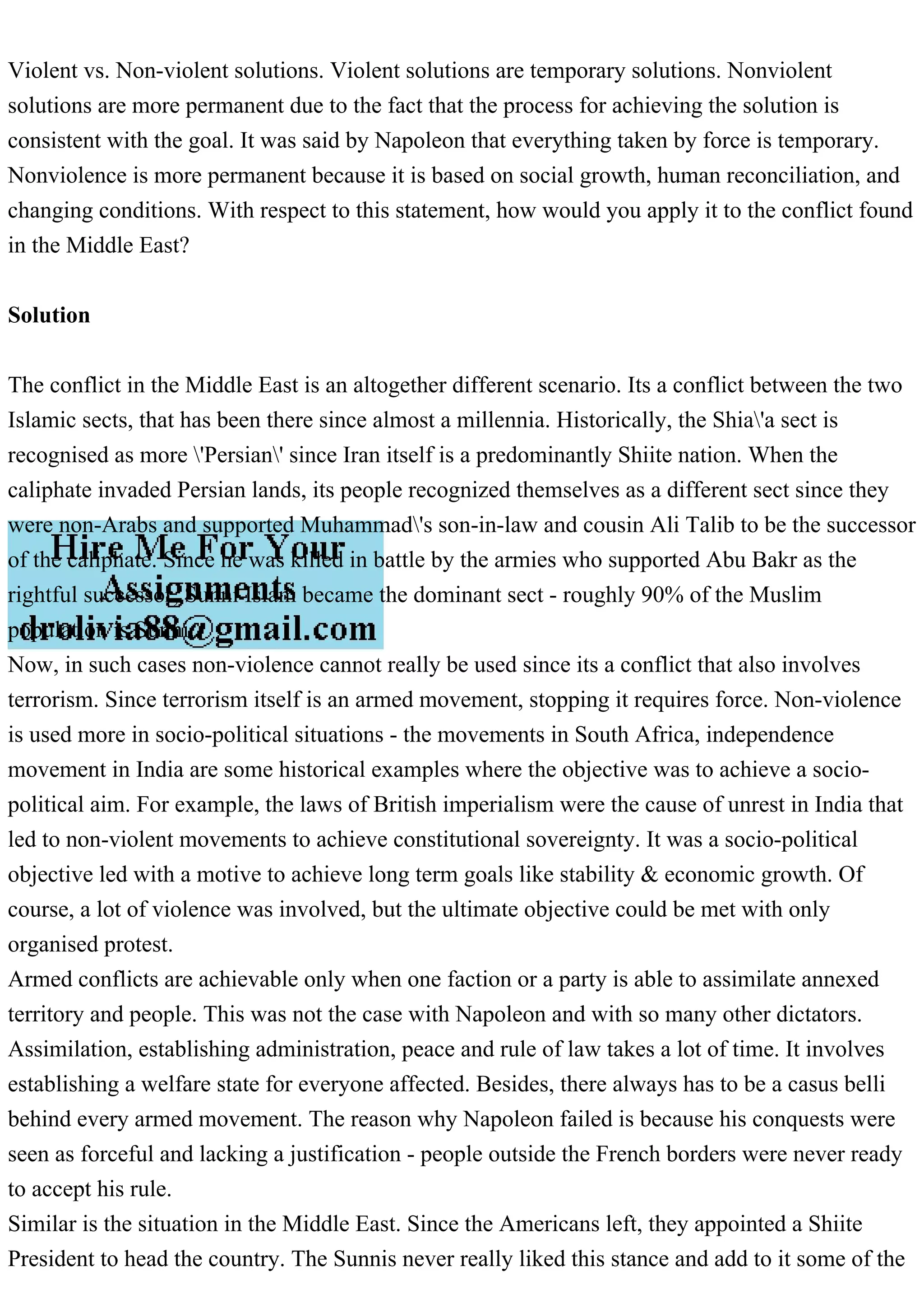 Violent vs. Non-violent solutions. Violent solutions are temporary s.pdf