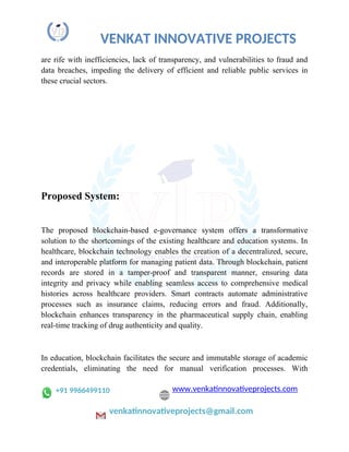 VIP25P509.BLOCK CHAIN BASED E-GOVERNANCE IN HEALTHCARE & EDUCATION ...