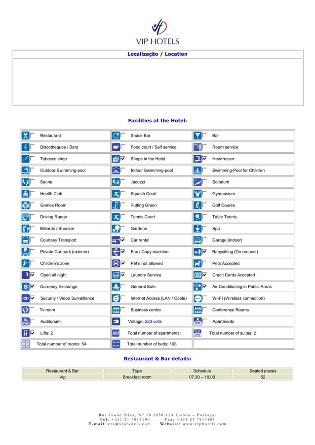 Vip Hotel Fact Sheet | PDF