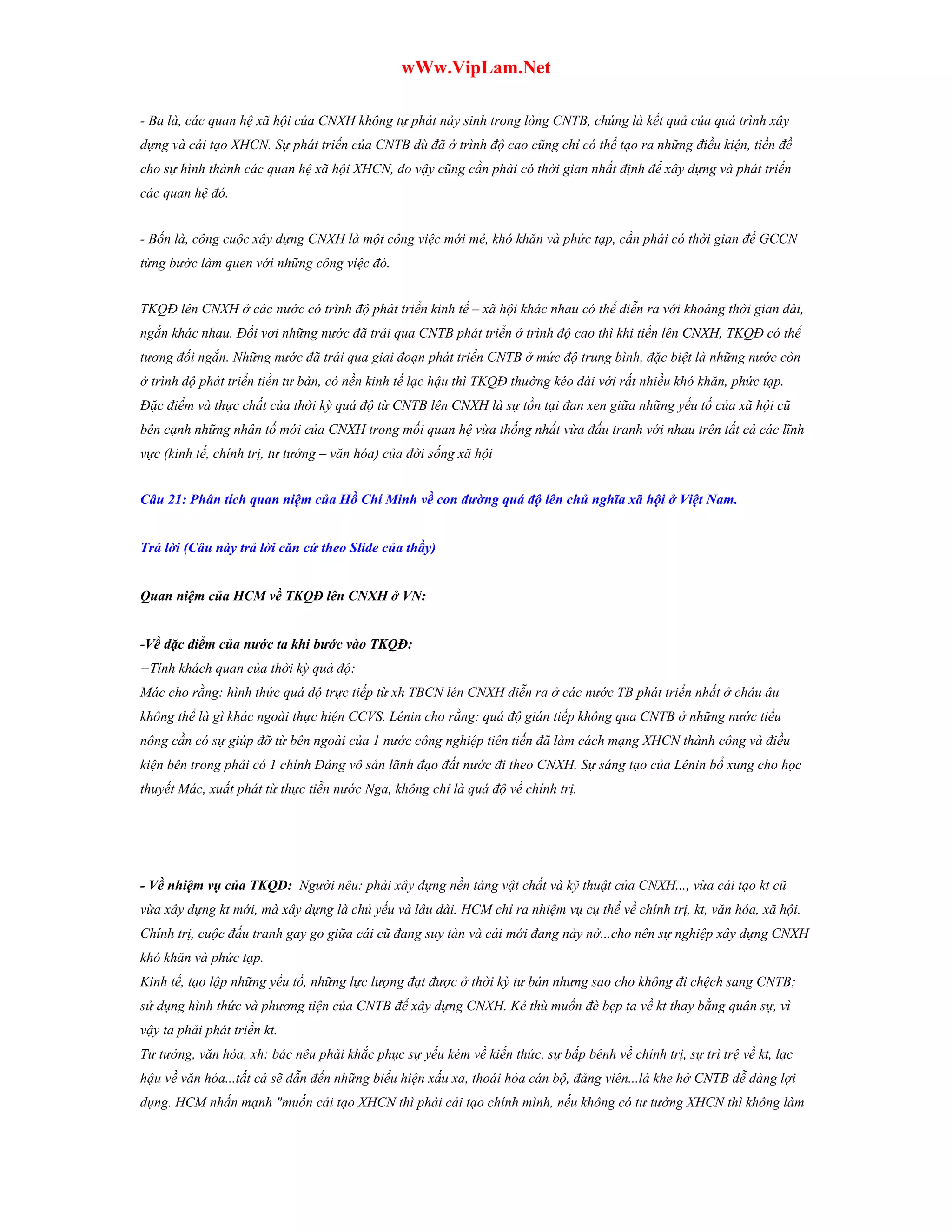 56 câu hỏi tự luận và đáp án chi tiết Tư Tưởng Hồ Chí Minh | DOC