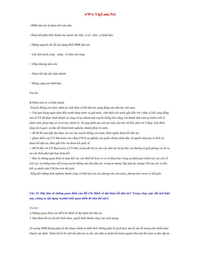 56 câu hỏi tự luận và đáp án chi tiết Tư Tưởng Hồ Chí Minh | DOC