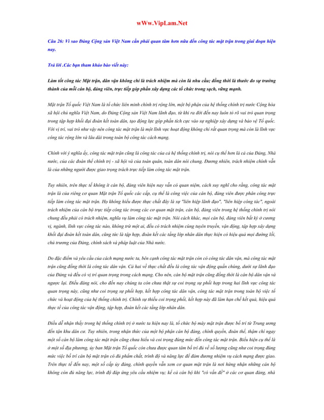 56 câu hỏi tự luận và đáp án chi tiết Tư Tưởng Hồ Chí Minh | DOC