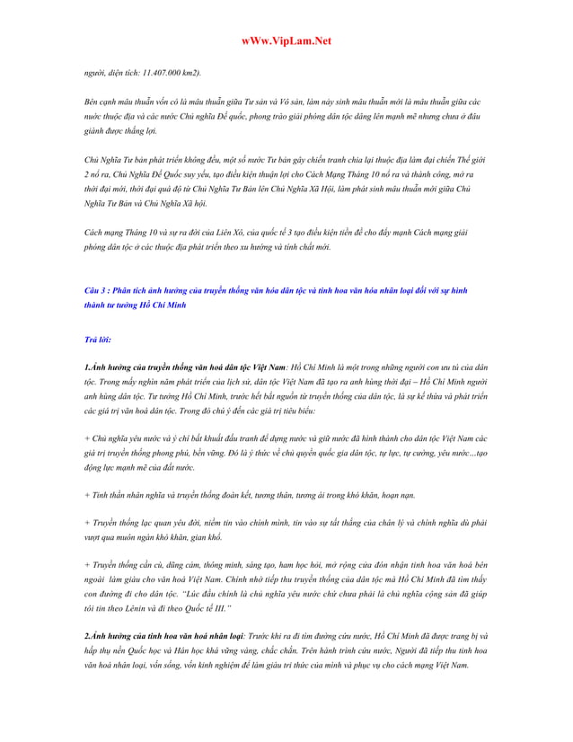 56 câu hỏi tự luận và đáp án chi tiết Tư Tưởng Hồ Chí Minh | DOC