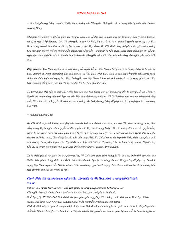 56 câu hỏi tự luận và đáp án chi tiết Tư Tưởng Hồ Chí Minh | DOC
