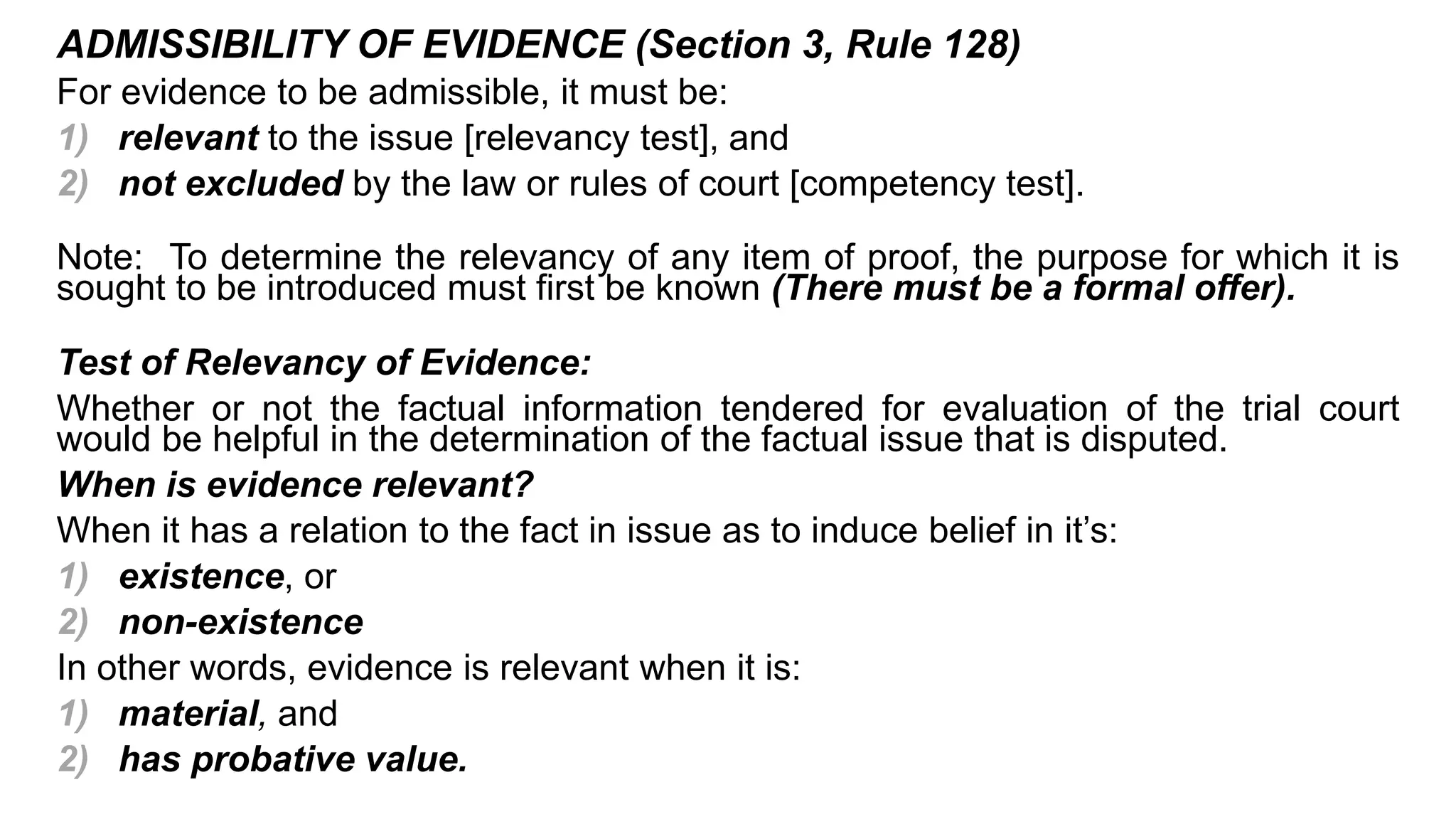 Rules of Evidence Lectures for Reviewees | PPT