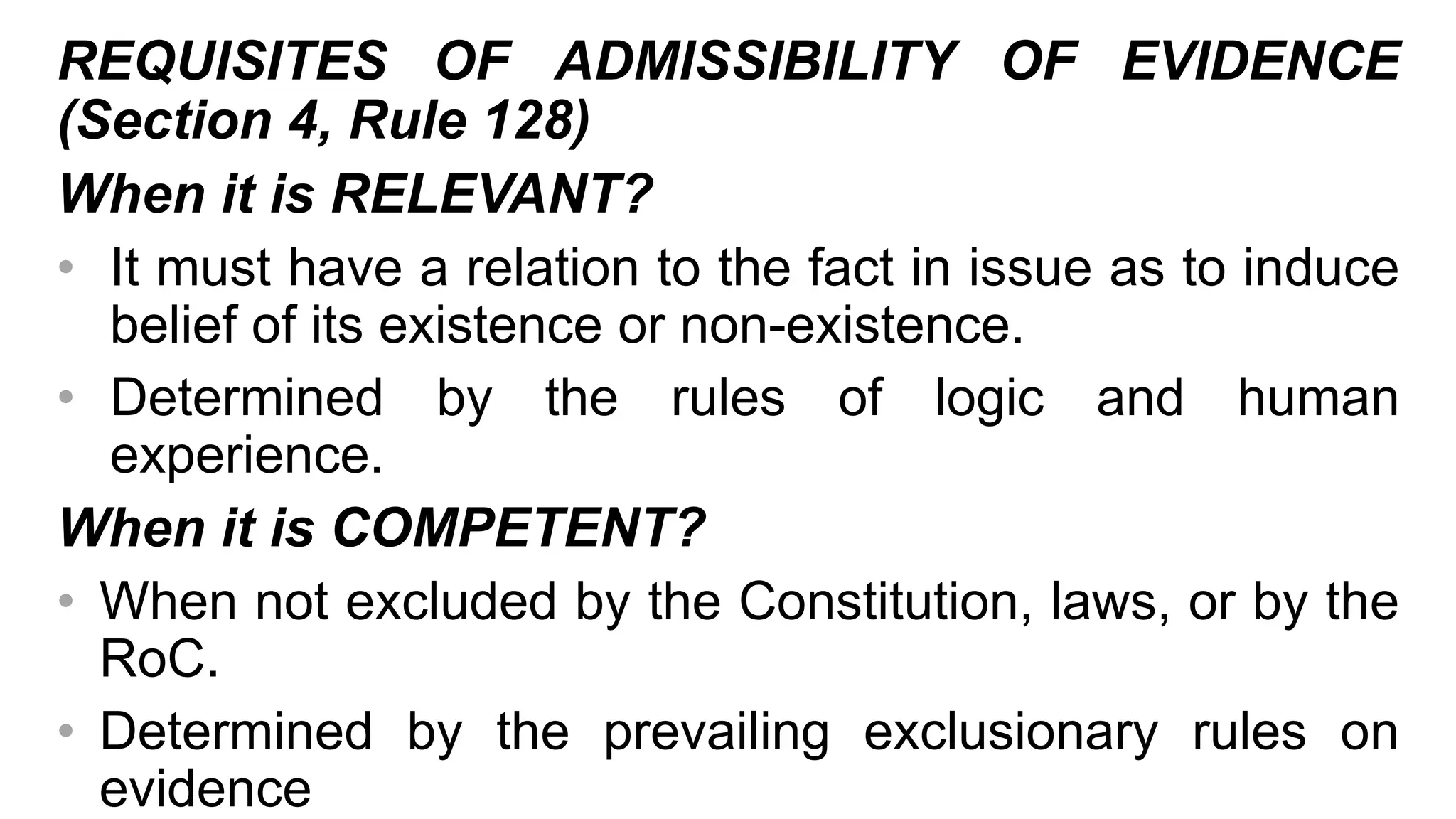 Rules of Evidence Lectures for Reviewees | PPT