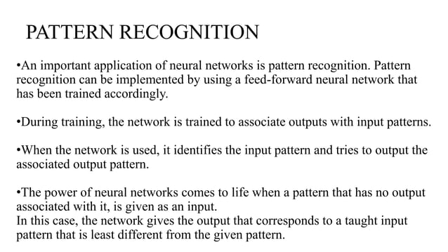 Neural Networks for Pattern Recognition | PPTX